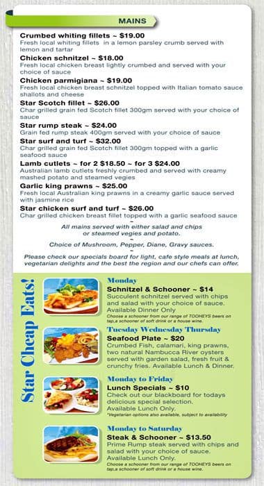 Menu at Star Hotel pub & bar, Macksville