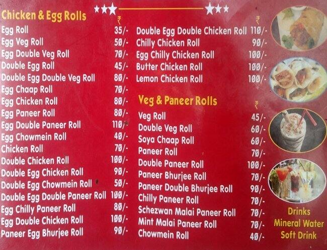 The Blunt Roll Menu, Menu for The Blunt Roll, Geeta Colony, New Delhi ...