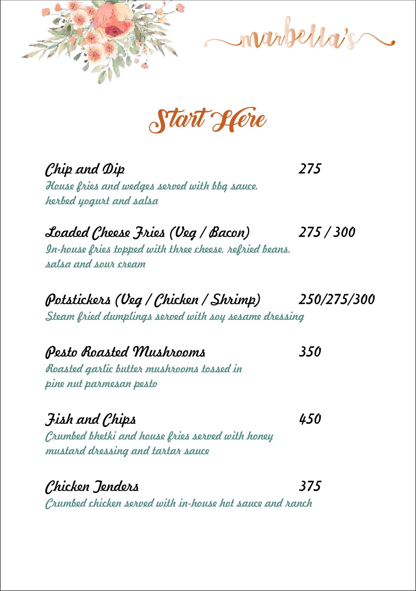 Marbella's Menu, Menu untuk Marbella's, Hindustan Park, Kolkata - Zomato