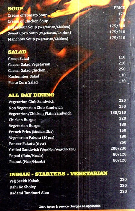 Menu of Queens Pearl, Sadar Bazar, New Delhi