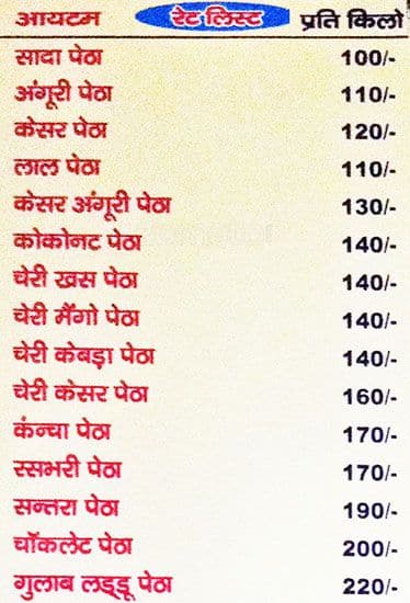 Panchi Petha Store Menu, Menu for Panchi Petha Store, Agra Cantt, Agra ...