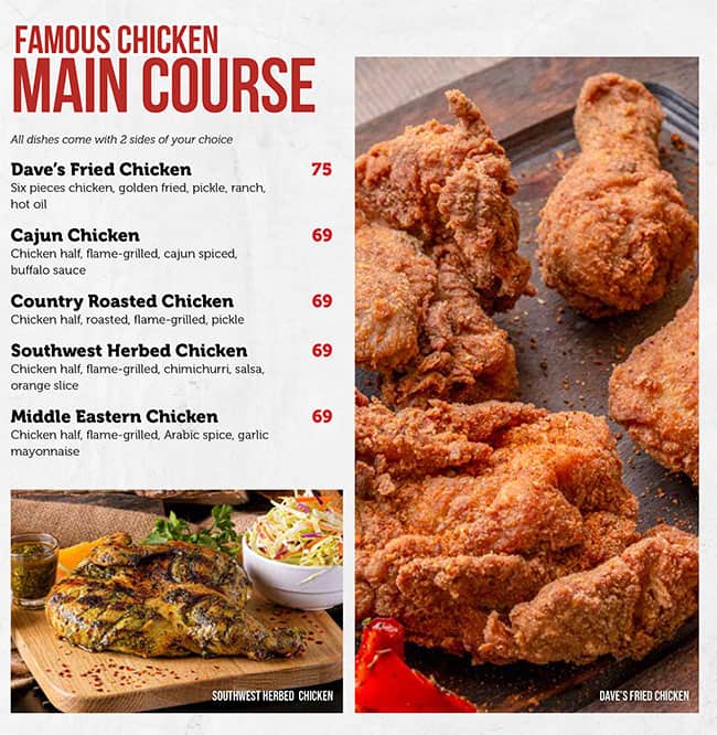 Menu at Famous Dave's Bar-B-Que, Abu Dhabi, LEVEL 3