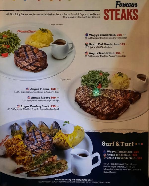 Menu of Famous Dave's Barbecue, Tourist Club Area (Al Zahiyah), Abu Dhabi