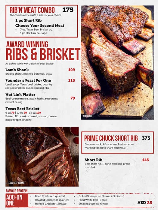 Menu at Famous Dave's Bar-B-Que, Abu Dhabi, LEVEL 3