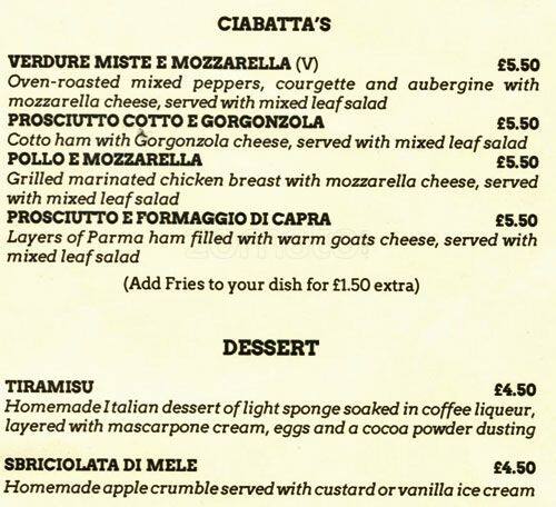 Menu at Square Wine Bar, London