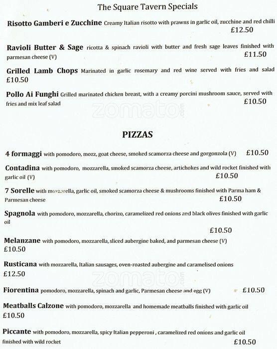 Menu at Square Wine Bar, London