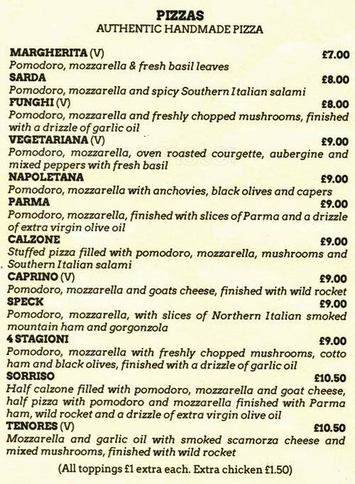 Menu at Square Wine Bar, London