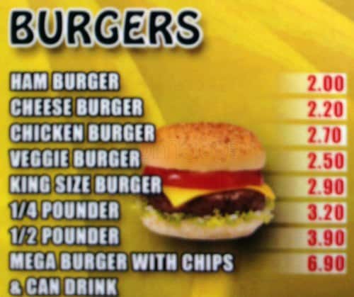Menu at Upminster Cafe, Upminster