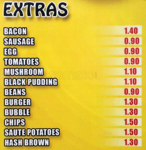 Menu at Upminster Cafe, Upminster