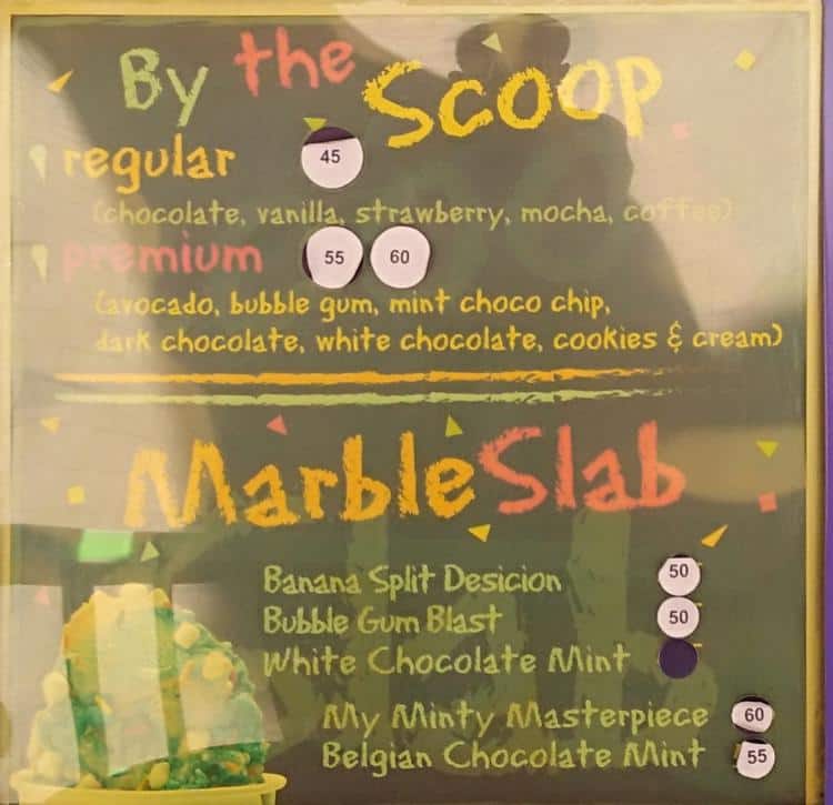 Menu at Zero Degree desserts, Pasay