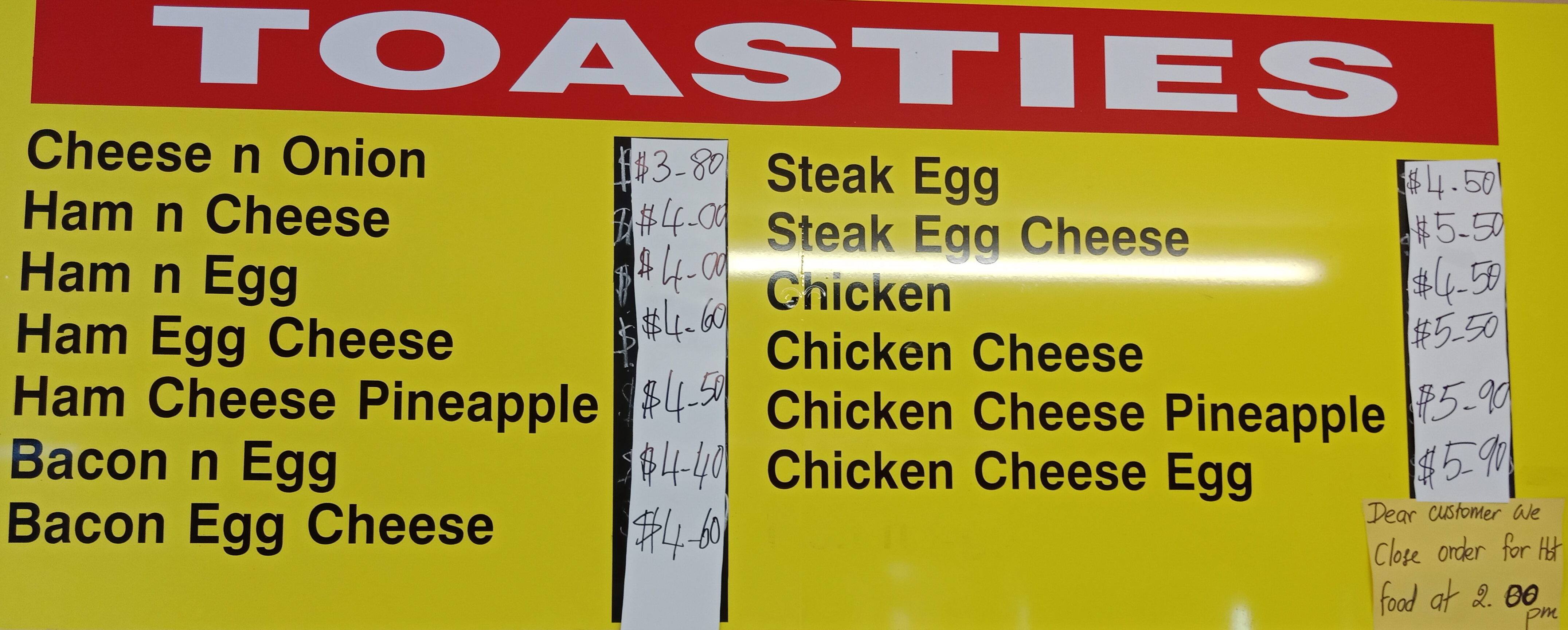 Menu at Greenmount Lunchbar, Auckland