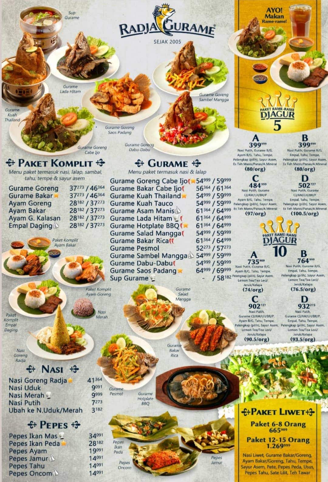 Menu at Radja Gurame restaurant, Tangerang, Sentia Square Park Gate 1