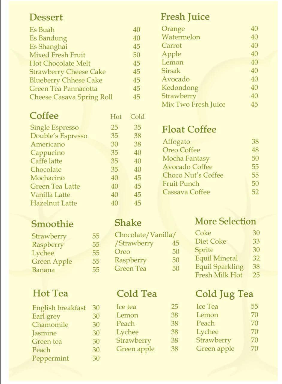 Menu at Thirty Three By Mirasari Restaurant, South Jakarta