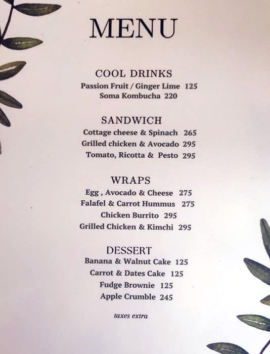 Menu of Pepper House Cafe, Fort Kochi, Kochi