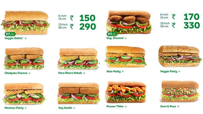 Menu at Subway, Jaipur, Ajmer Road