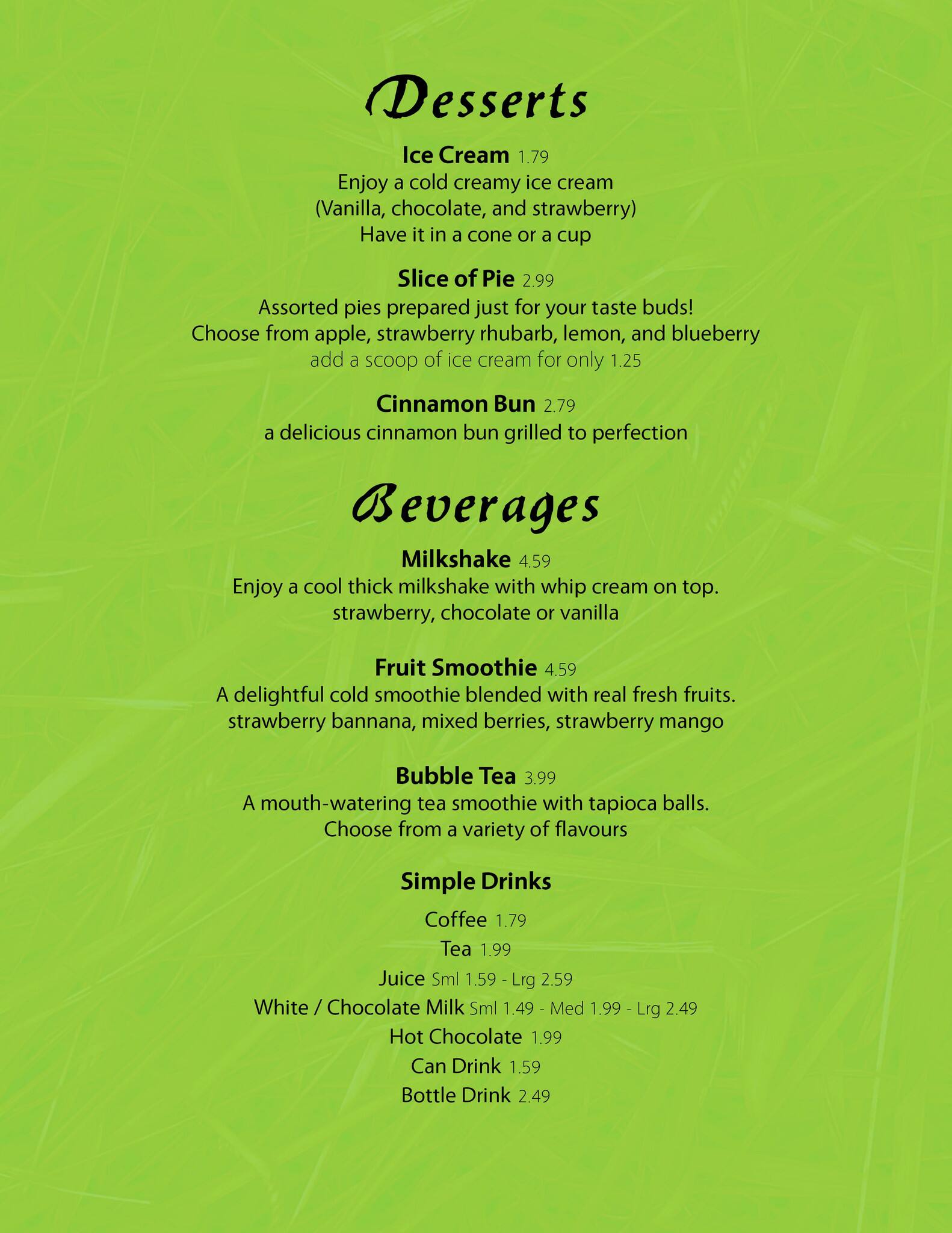 Menu at Grassmere Family Restaurant, Winnipeg