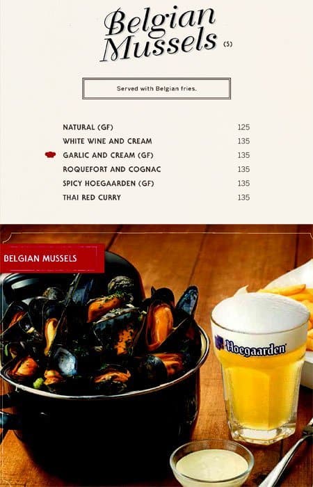 Menu at Belgian Beer Cafe, Ras Al-Khaimah