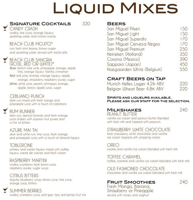 Menu at Saffron restaurant, Lapu-Lapu City, Crimson Resort and Spa