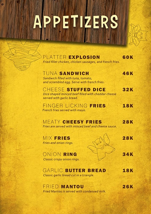 Carta de Four Meeples - Board Game Room & Cafe, Yakarta