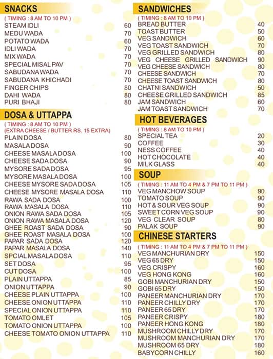 Menu at Pallavi pure veg, Pune