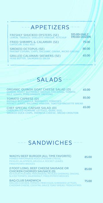 Menu at Loop Beach restaurant, Abu Dhabi