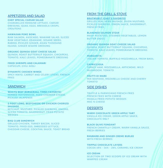 Menu at Loop Beach restaurant, Abu Dhabi