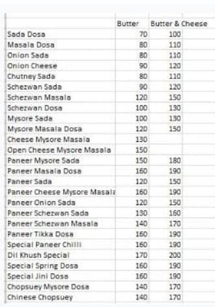 Menu of Dilliwala, DLF Phase 4, Gurgaon