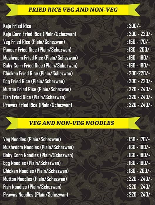 Menu at Mirchi Maharaj, Bengaluru, 17th Cross Rd
