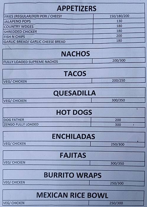 Menu of Tatva Mexicano, Anjuna, Goa