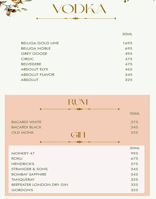 Menu at Ivoryy.Delhi, New Delhi