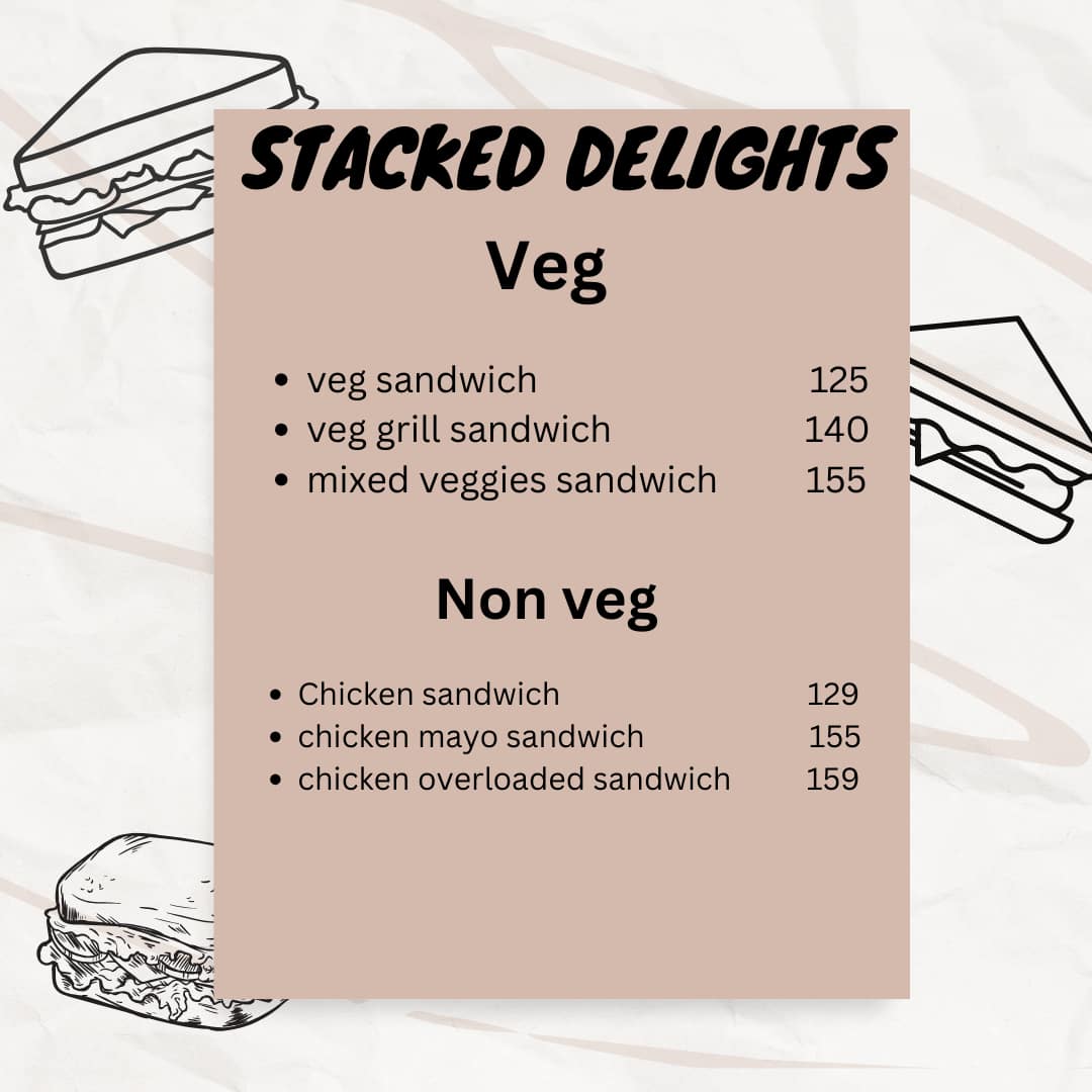 Menu of Stacked Delights, Byculla, Mumbai