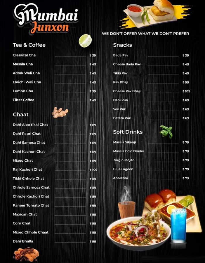 Menu of Mumbai Junxon, Chinar Park, Kolkata
