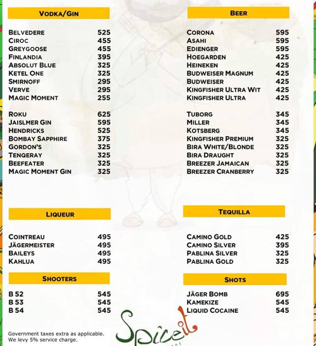 Menu at Spiceit Restaurant - Hotel IBIS, Gurugram