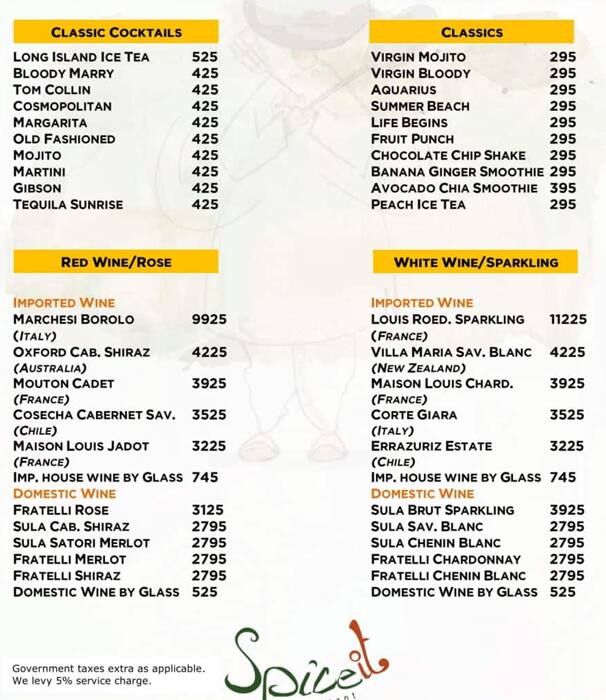 Menu at Spiceit Restaurant - Hotel IBIS, Gurugram