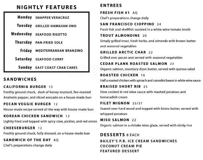 Menu at Pacific Table restaurant, Fort Worth