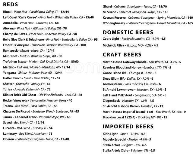 Menu at Pacific Table restaurant, Fort Worth