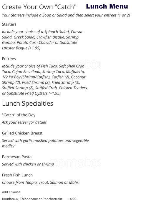 Menu at The Reel Seafood Restaurant, Bulverde, Highway 46 W