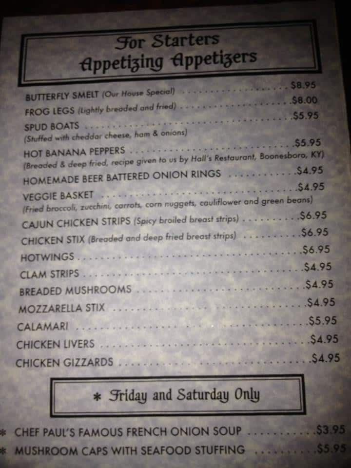 Menu at Riverside Restaurant & Lounge, Monticello