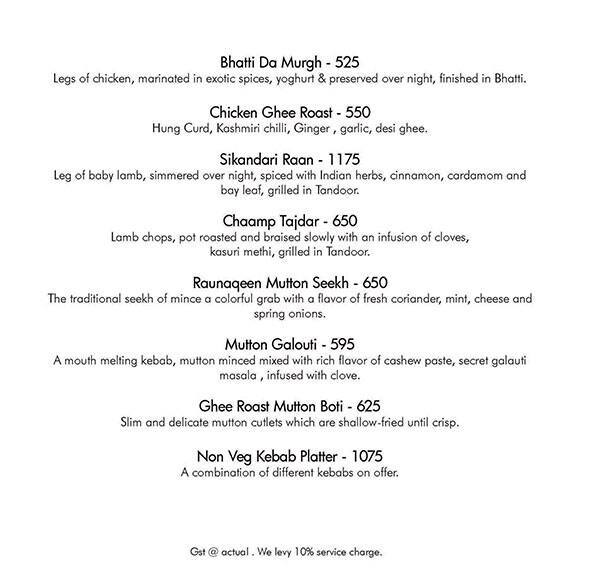 Menu at Punjab Bistro, Bengaluru, SJR Primus