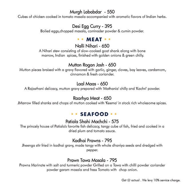 Menu at Punjab Bistro, Bengaluru, SJR Primus