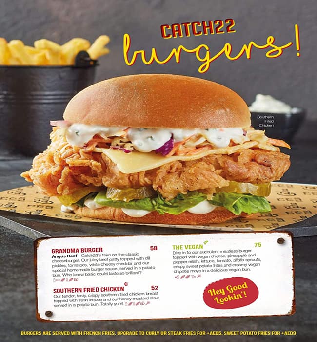 Menu at Catch22 fast food, Dubai