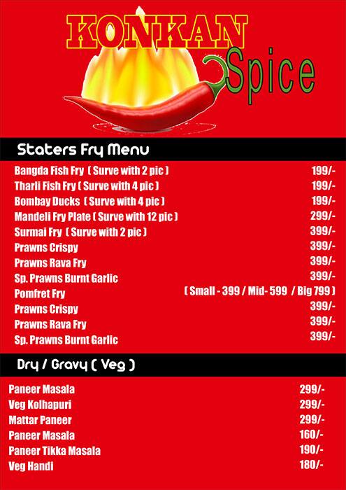 Menu of Konkan Spice, Malad West, Mumbai