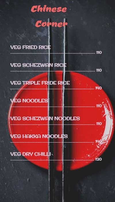 Menu of Chinese Corner, Vile Parle East, Mumbai