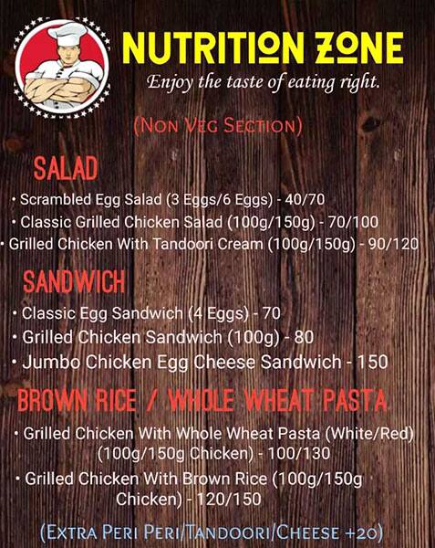 Menu of Nutrition Zone, Mohammad Ali Road, Mumbai