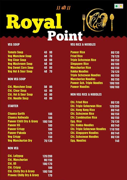 Menu of Royal Point, Kharghar, Navi Mumbai