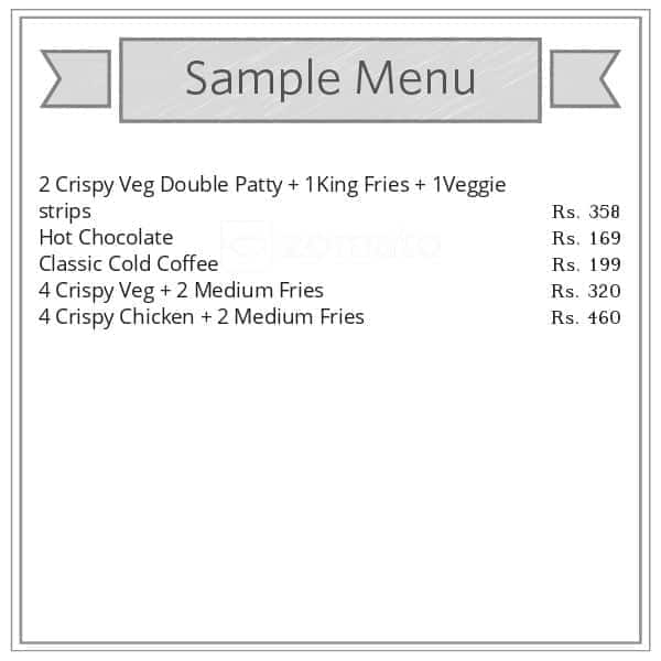 Menu of BK Cafe By Burger King, Viman Nagar, Pune