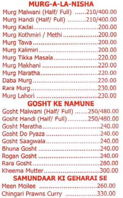 Menu at Barasti Sky Lounge, Navi Mumbai