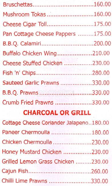 Menu at Barasti Sky Lounge, Navi Mumbai