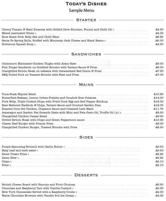 Menu at Abbey Fisheries pub & bar, Selby, 61 Gowthorpe