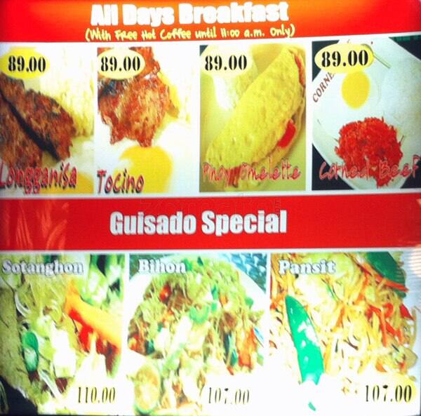 Menu at Ted's Oldtimer Lapaz Batchoy restaurant, Quezon City, 1100 ...